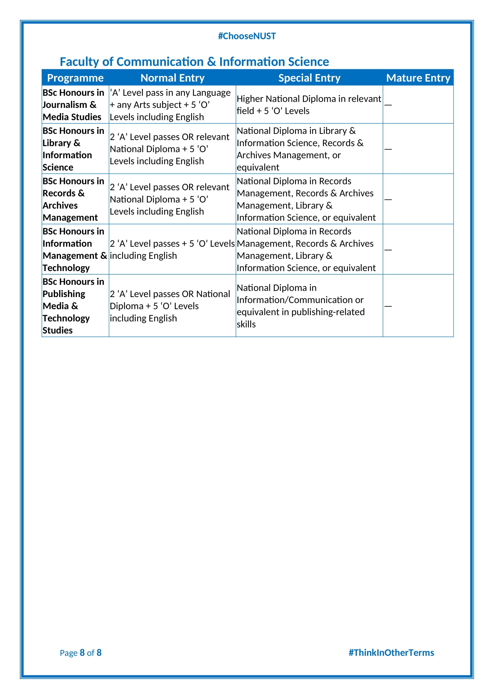 UNDERGRADUATE ADMISSIONS 2026/2027 (MARCH & AUGUST INTAKES)