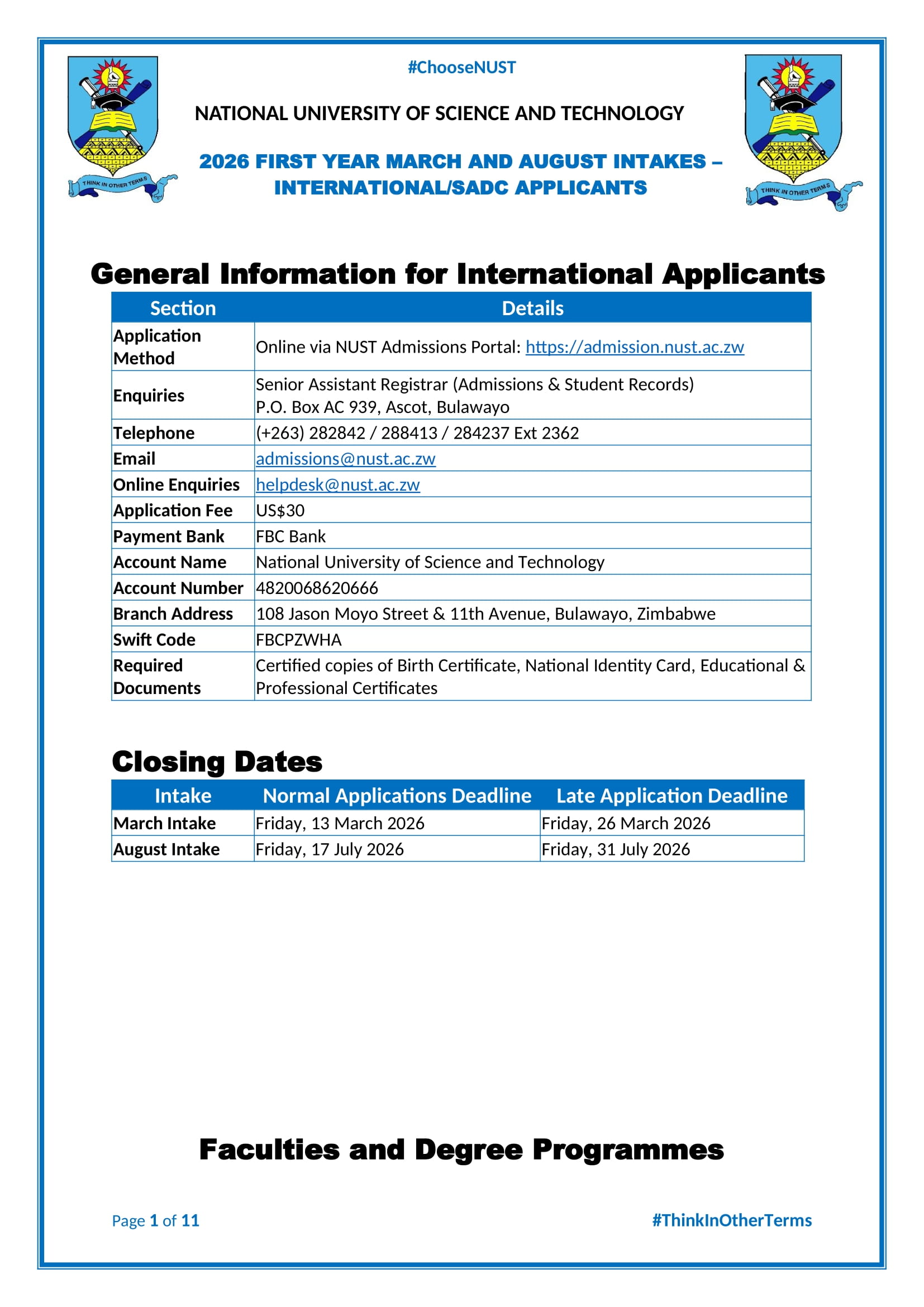 INTERNATIONAL APPLICANTS 2026